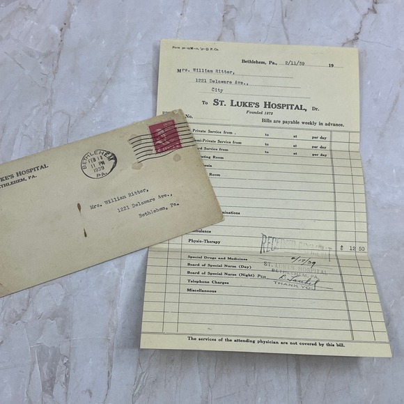 None | Accents | 939 St Lukes Hospital Bethlehem Pa Invoice Bill And ...